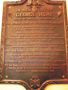 Plaques of the Church – George Hume – St. George's History